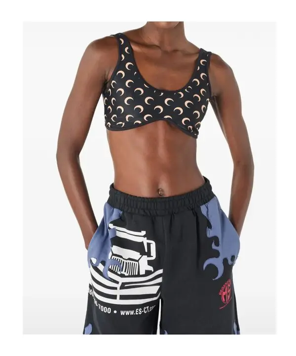 MARINE SERRE Moon Print Scoop Neck Top