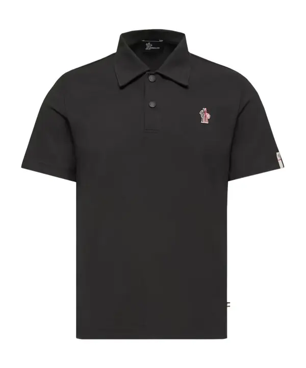 Moncler Logo-patch Short-sleeved Polo Shirt - Black