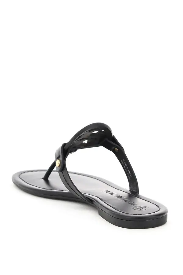 Tory Burch Miller Logo Flat Sandals - Black
