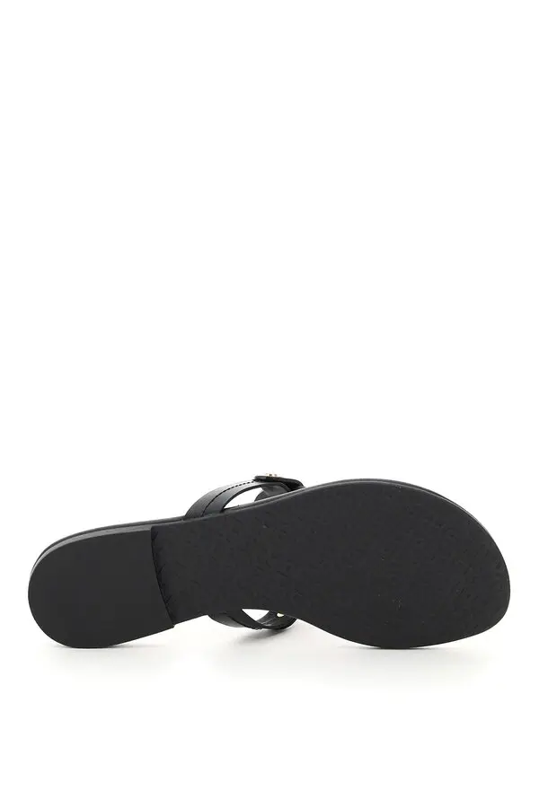 Tory Burch Miller Logo Flat Sandals - Black