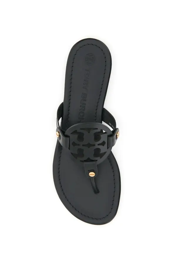 Tory Burch Miller Logo Flat Sandals - Black