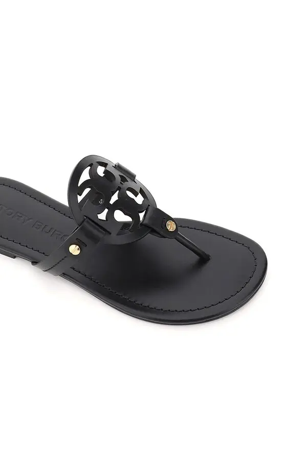 Tory Burch Miller Logo Flat Sandals - Black
