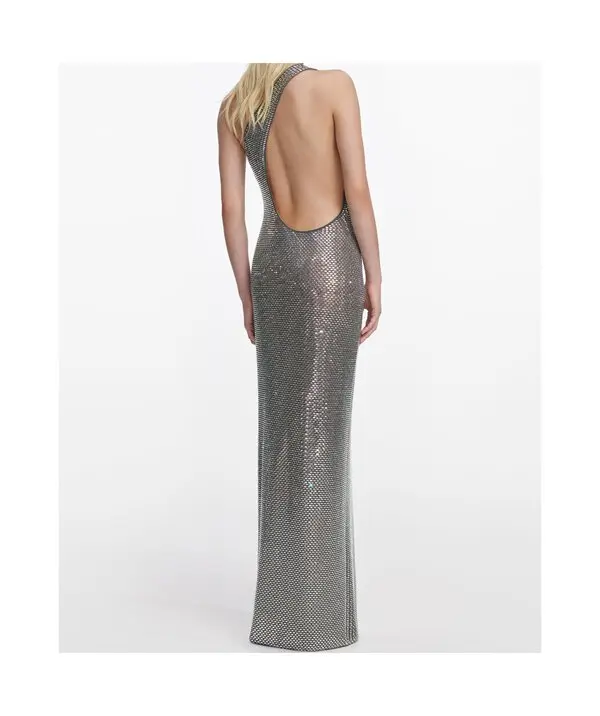 SELF-PORTRAIT One-shoulder Rhinestone Maxi Dress