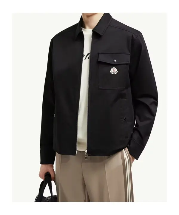 Moncler Zip-up Gabardine Shirt Jacket - Black