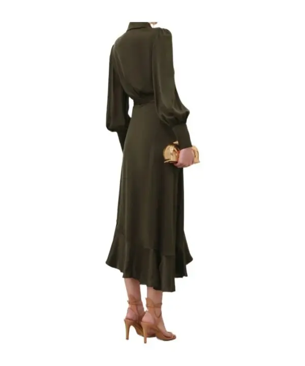 Zimmermann Midi Wrap Dress With Ruffles - Black