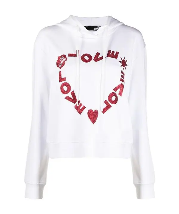 Moschino Heart Logo Print Hooded Hoodie