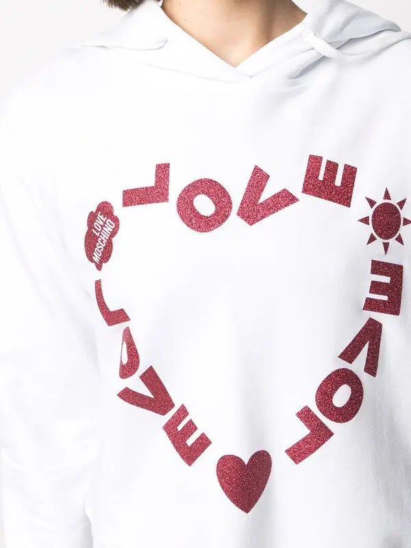 Moschino Heart Logo Print Hooded Hoodie