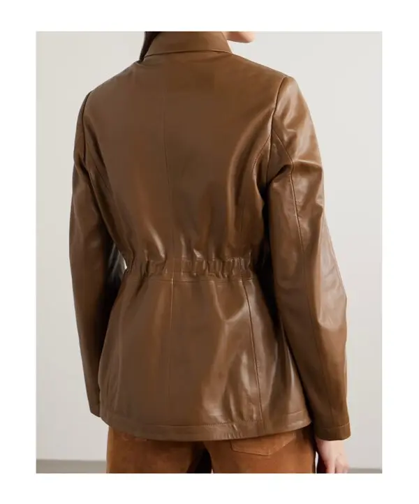 Nour Hammour Long-sleeved Leather Jacket - Camel