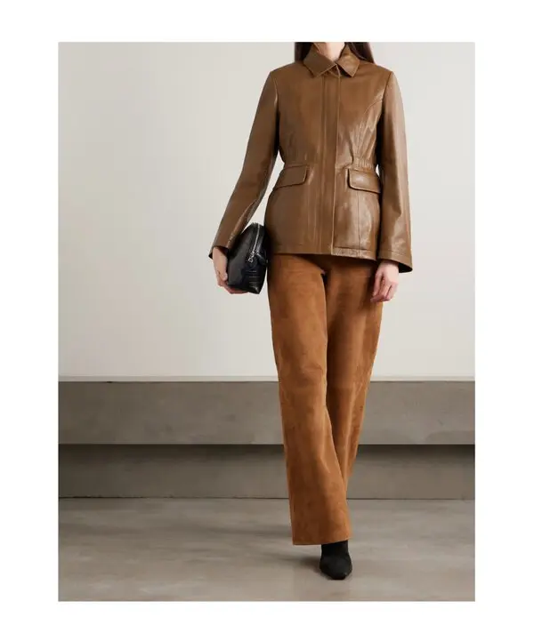 Nour Hammour Long-sleeved Leather Jacket