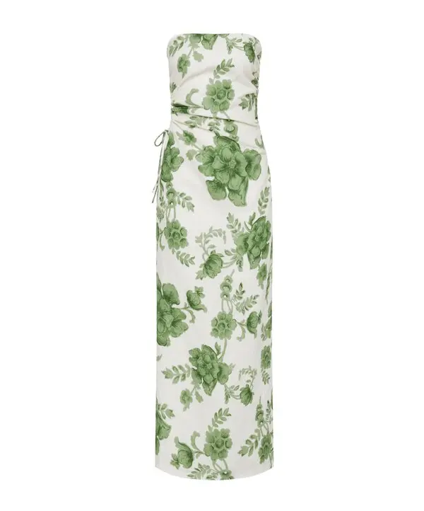 SIR. Gardella Strapless Midi Dress With Floral Print - White