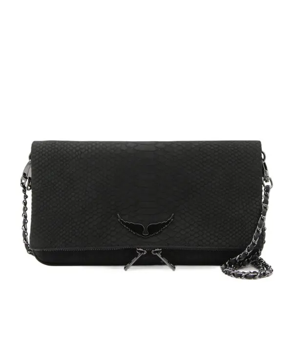 Zadig&Voltaire Voltaire Logo Plaque Embossed Shoulder Bag - Black