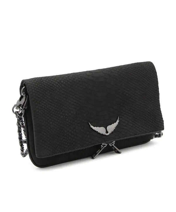 Zadig&Voltaire Logo Plaque Embossed Shoulder Bag - Black