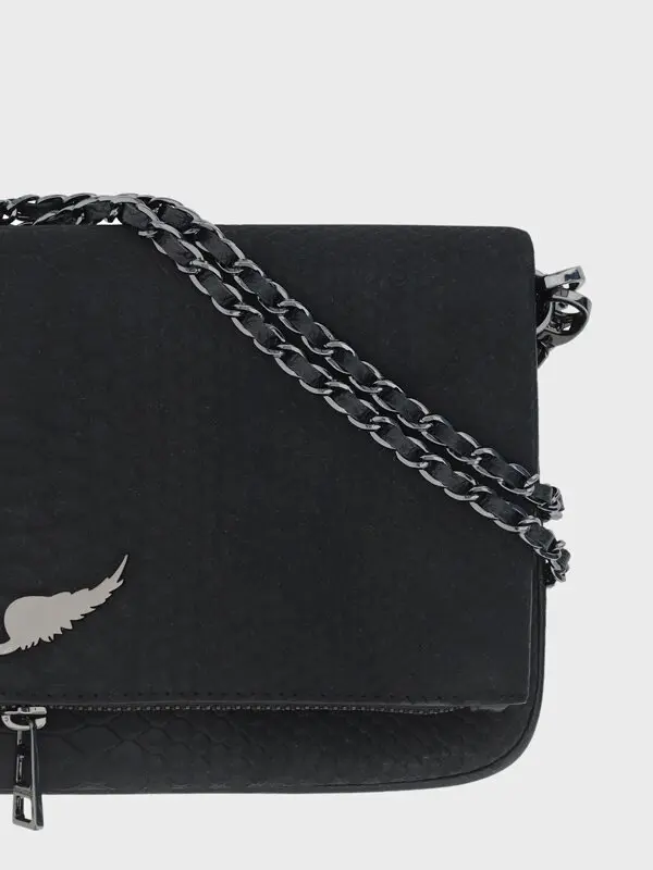 Zadig&Voltaire Logo Plaque Embossed Shoulder Bag - Black