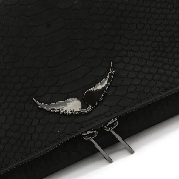 Zadig&Voltaire Logo Plaque Embossed Shoulder Bag - Black