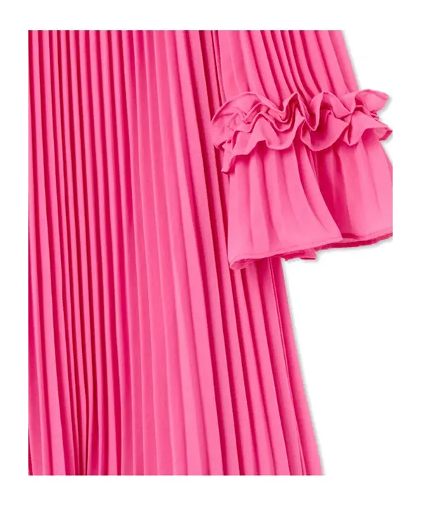 SELF-PORTRAIT Lace Trimmed Pleated Midi Dress