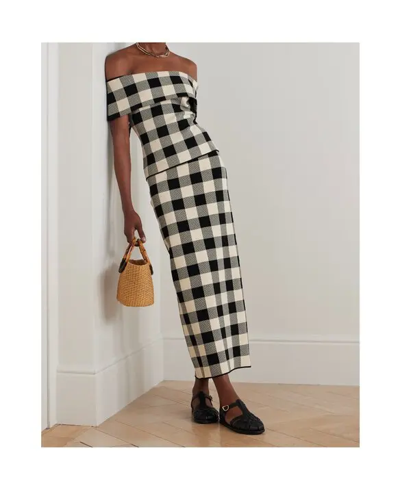 Posse Pippa Checked Jacquard-knit Maxi Skirt - Traditional Check
