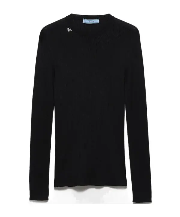 Prada Long Sleeve Ribbed Crewneck Jumper