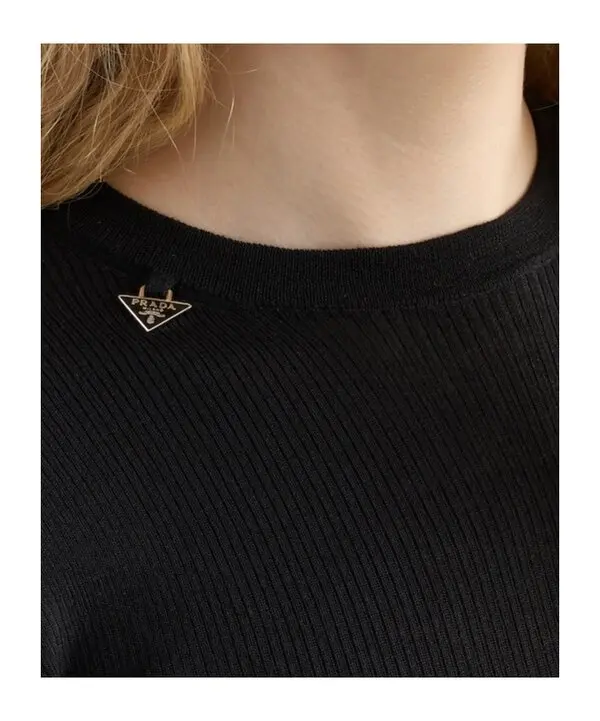 Prada Long Sleeve Ribbed Crewneck Jumper