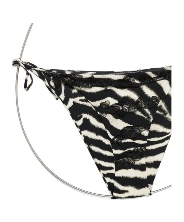 Ermanno Scervino Zebra Printed Lace Trim Bikini - Black