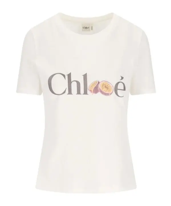 Chloé Logo Print Crewneck T-shirt - White