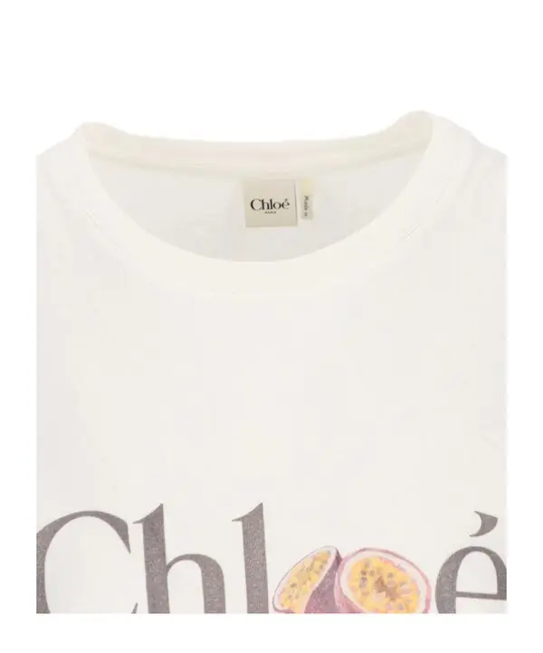 Chloé Logo Printed Crewneck T-shirt - White