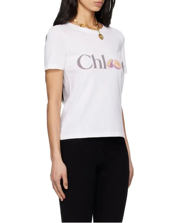 Chloé Logo Printed Crewneck T-shirt - White