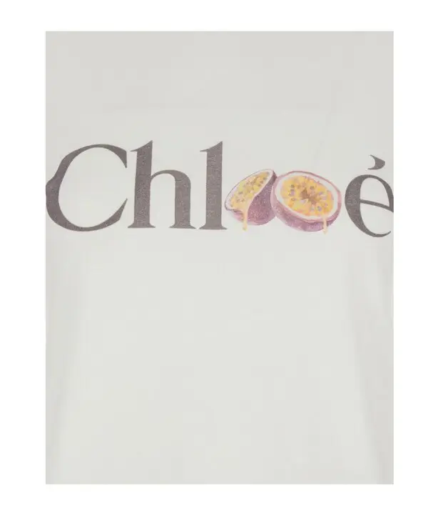 Chloé Logo Printed Crewneck T-shirt - White