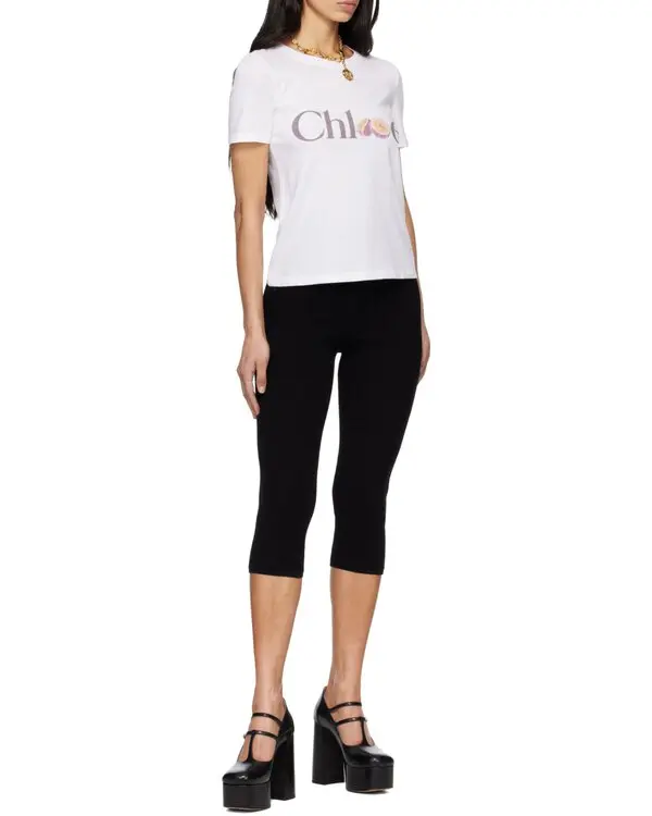 Chloé Logo Printed Crewneck T-shirt - White