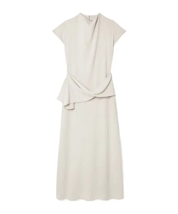 Tove Clem Draped Crepe Maxi Dress - Light Gray