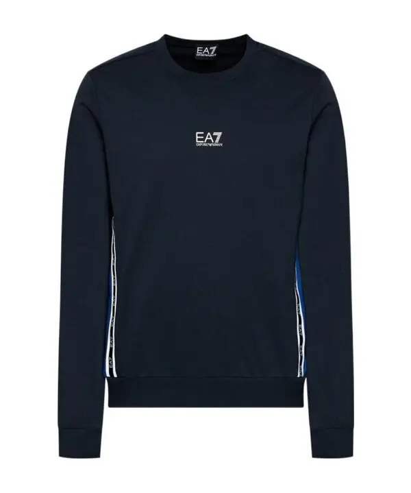 EA7 Crew Neck Sweater With Side Stripes - Black