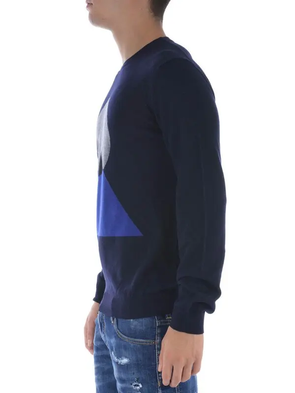 Kenzo Geometric Pattern Crew Neck Sweater - Black