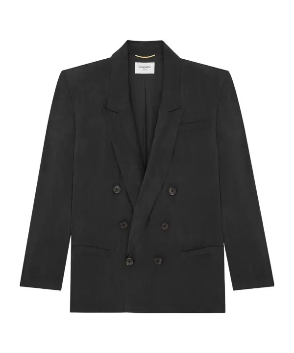 Saint Laurent Double-breasted Peak Lapel Jacket - Black