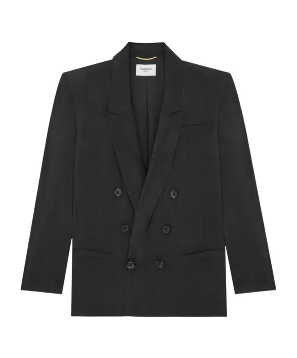 Saint Laurent Double-breasted Peak Lapel Jacket - Black