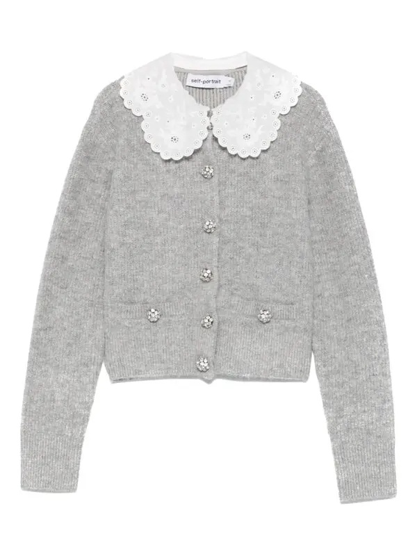 SELF-PORTRAIT Lace Collar Cardigan