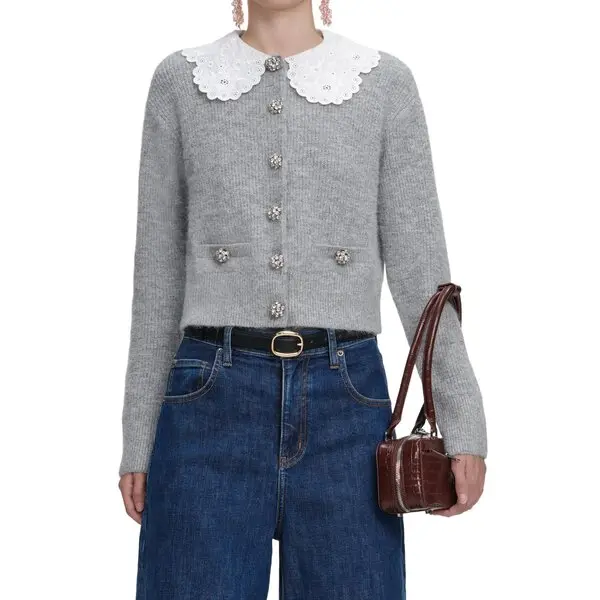SELF-PORTRAIT Lace Collar Cardigan