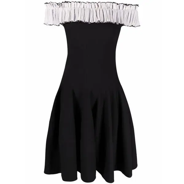 Alexander McQueen Off-shoulder Flared Dress