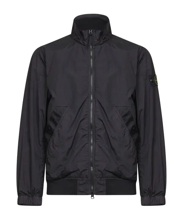 Stone Island Logo Patch Zip-up Jacket - Black
