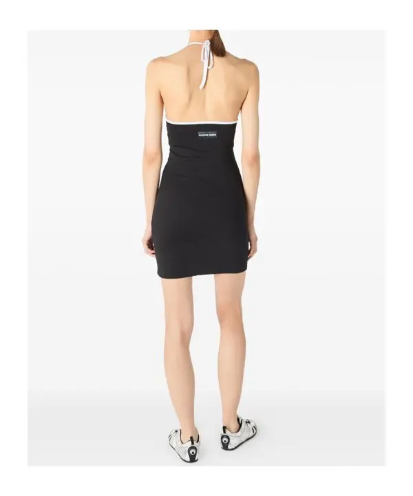 MARINE SERRE Moon-logo Jersey Mini Dress - Black