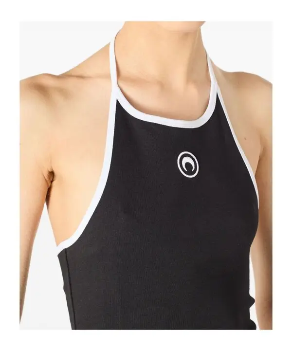 MARINE SERRE Moon-logo Jersey Mini Dress - Black