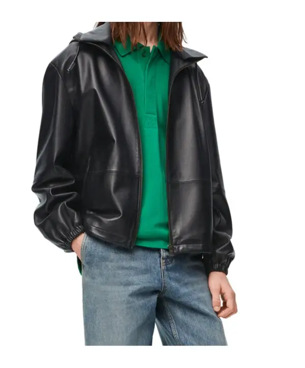 Loewe Hooded Zipped Leather Jacket