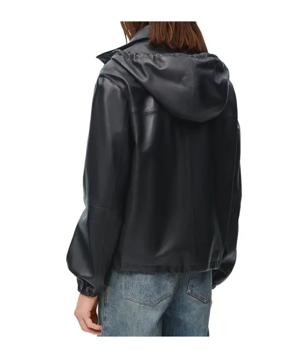 Loewe Hooded Zipped Leather Jacket