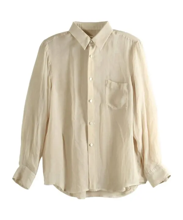 Comme Des Garçons Long-sleeved Shirt With Lapel Collar - Beige