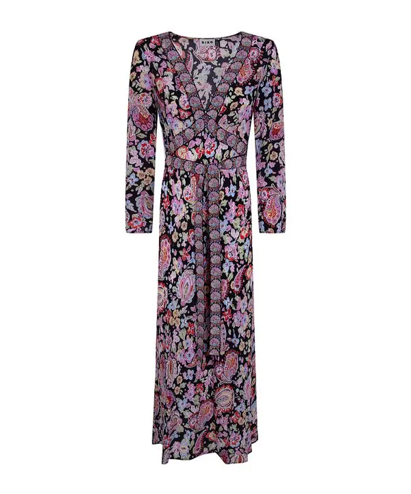 Rixo Long Sleeve V-neck Floral Maxi Dress