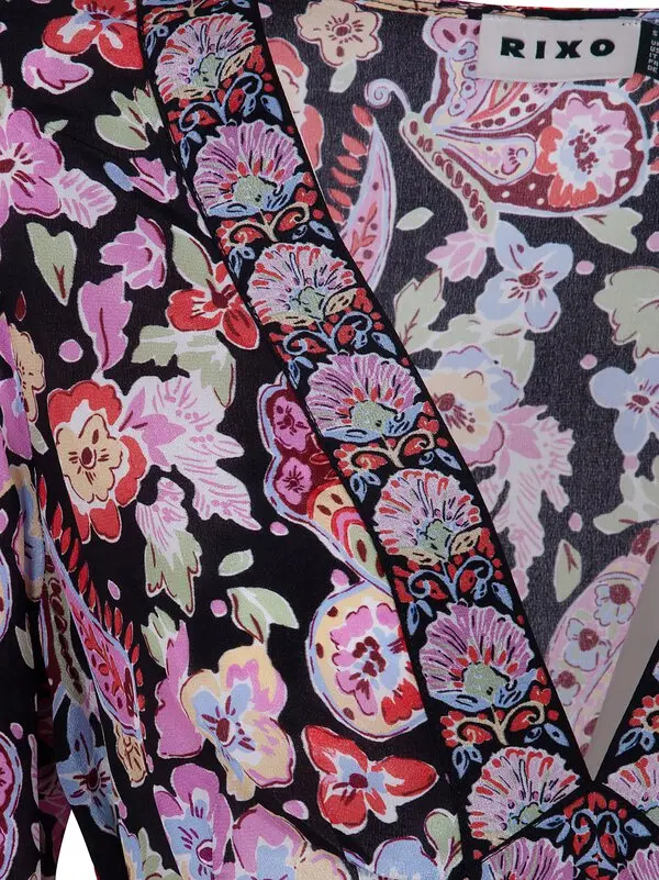Rixo Long Sleeve V-neck Floral Maxi Dress