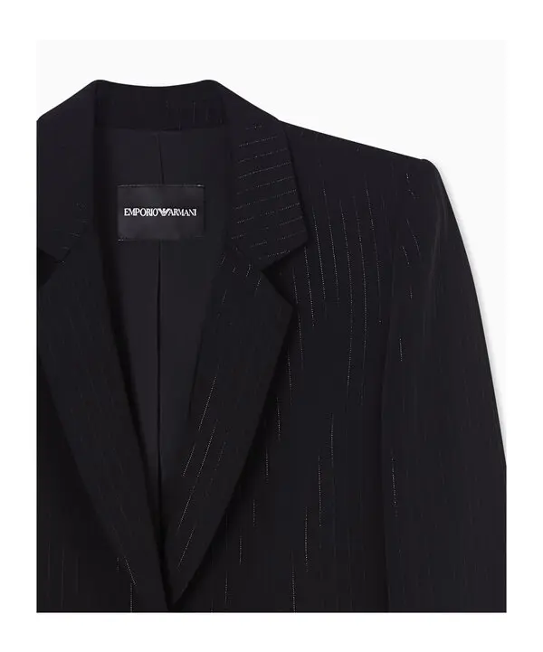 Emporio Armani Striped Single-breasted Blazer - Black