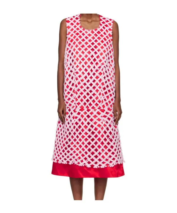 Comme Des Garçons Sleeveless Knotted Mesh Overlay Dress