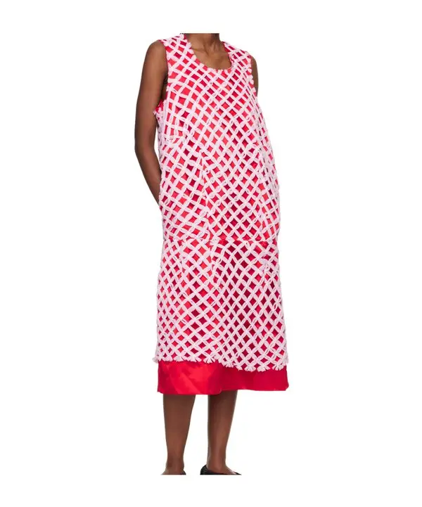 Comme Des Garçons Sleeveless Knotted Mesh Overlay Dress