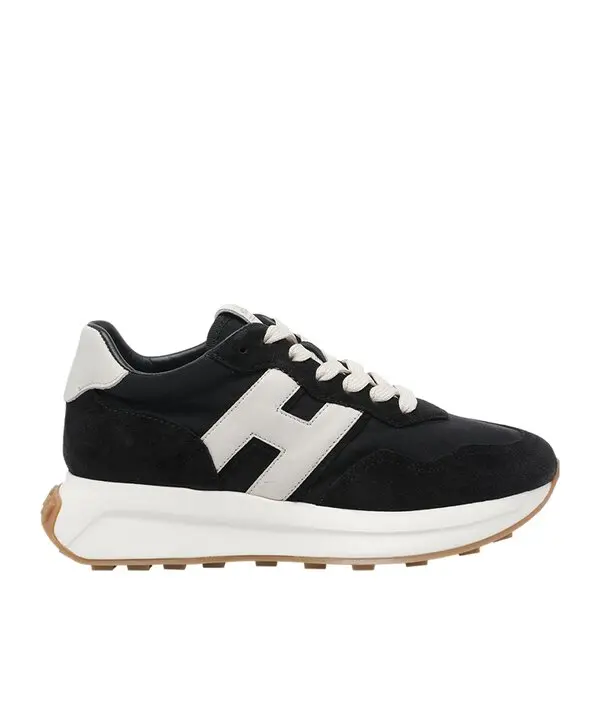 Hogan Logo Patch Lace-up Sneakers - Black