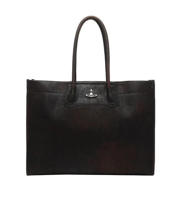 VIVIENNE WESTWOOD Orb Plaque Tote Bag - Dark Brown