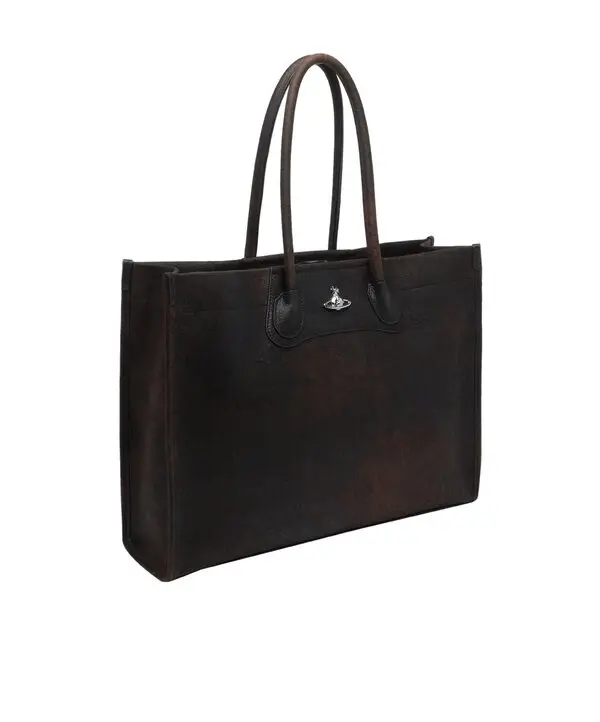 VIVIENNE WESTWOOD Orb Plaque Tote Bag - Dark Brown